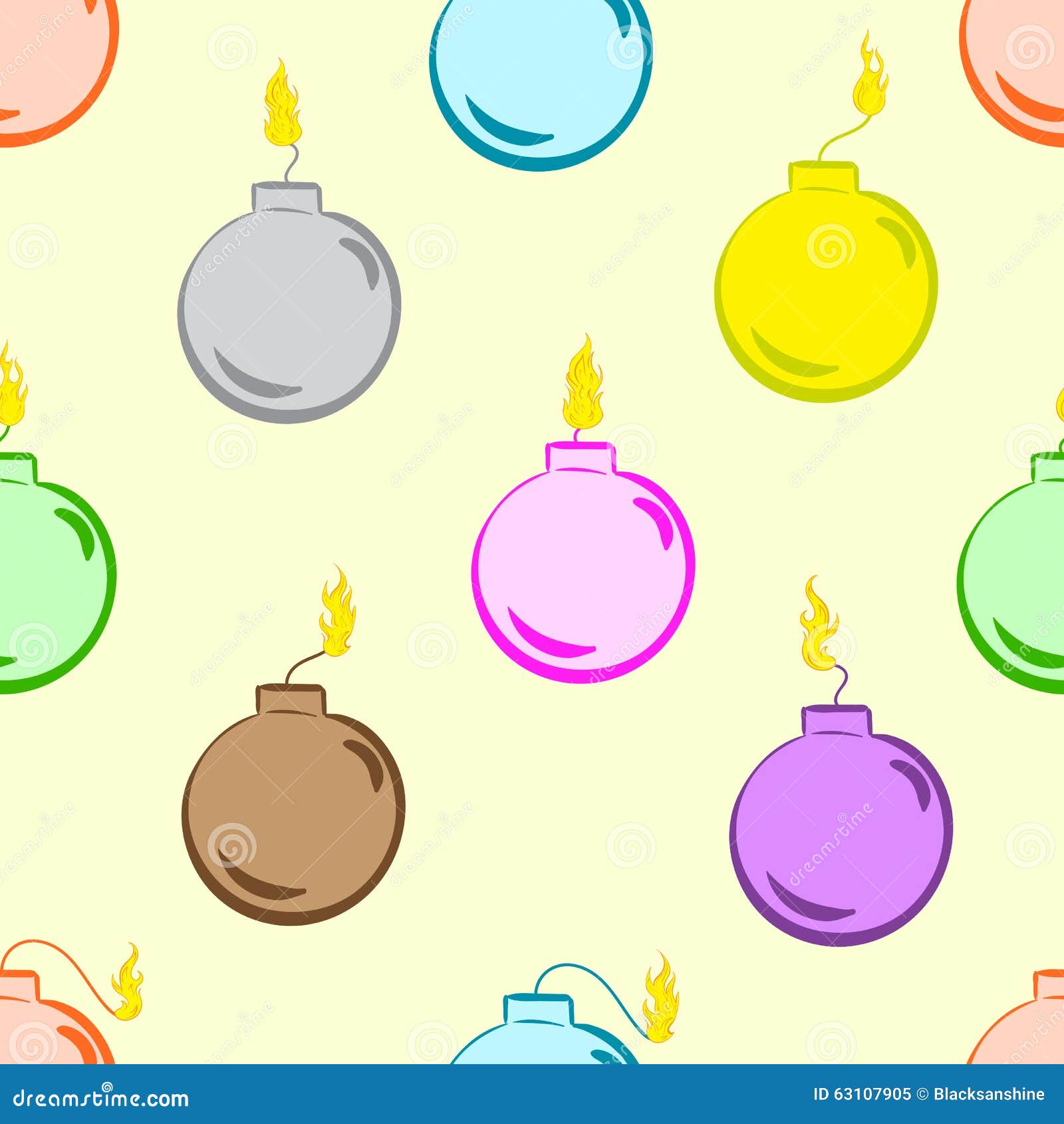 Seamless Color Bombs with Fire Stock Vector - Illustration of ...