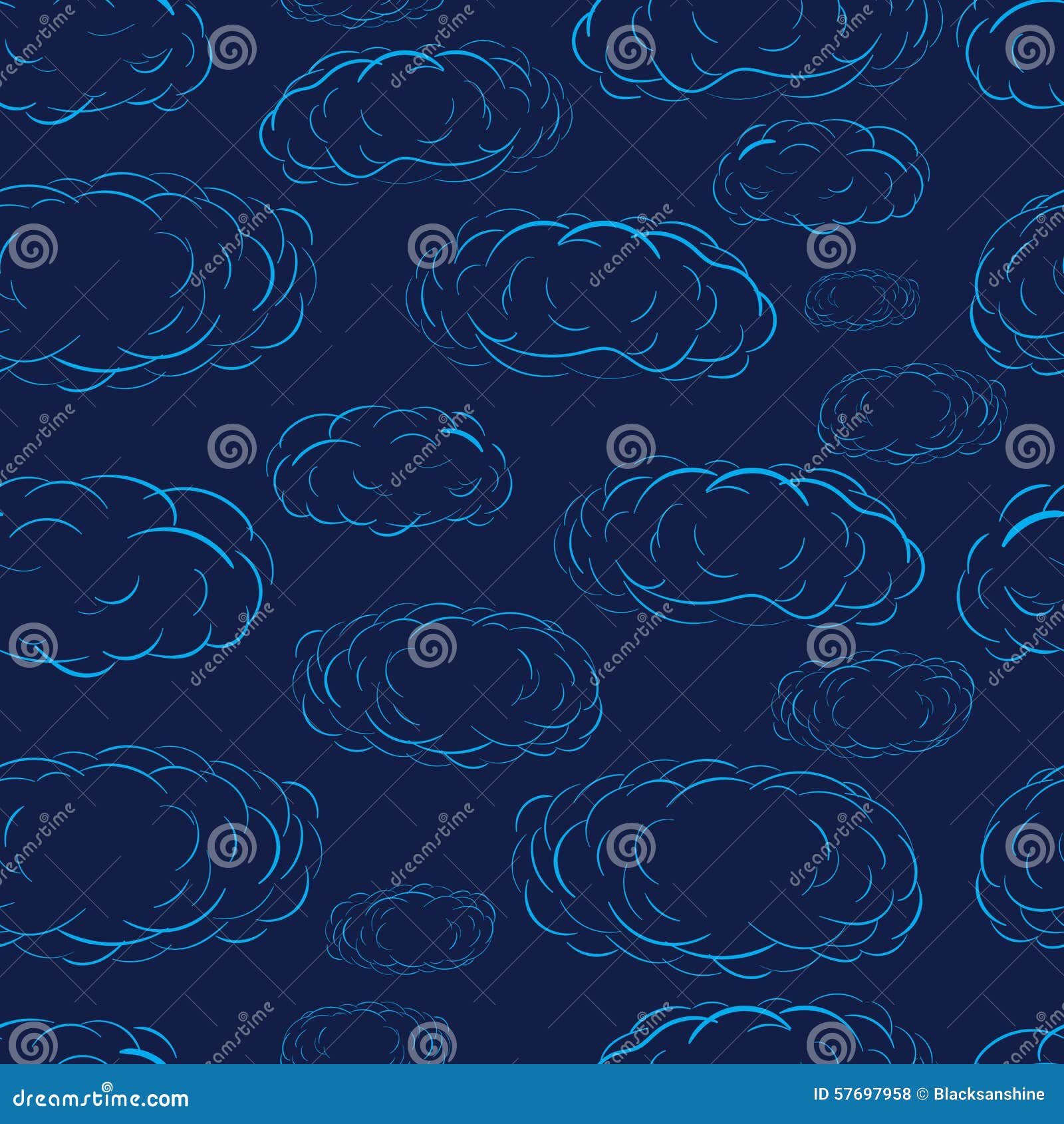 Seamless Color Clouds Contour Stock Vector - Illustration of natural ...