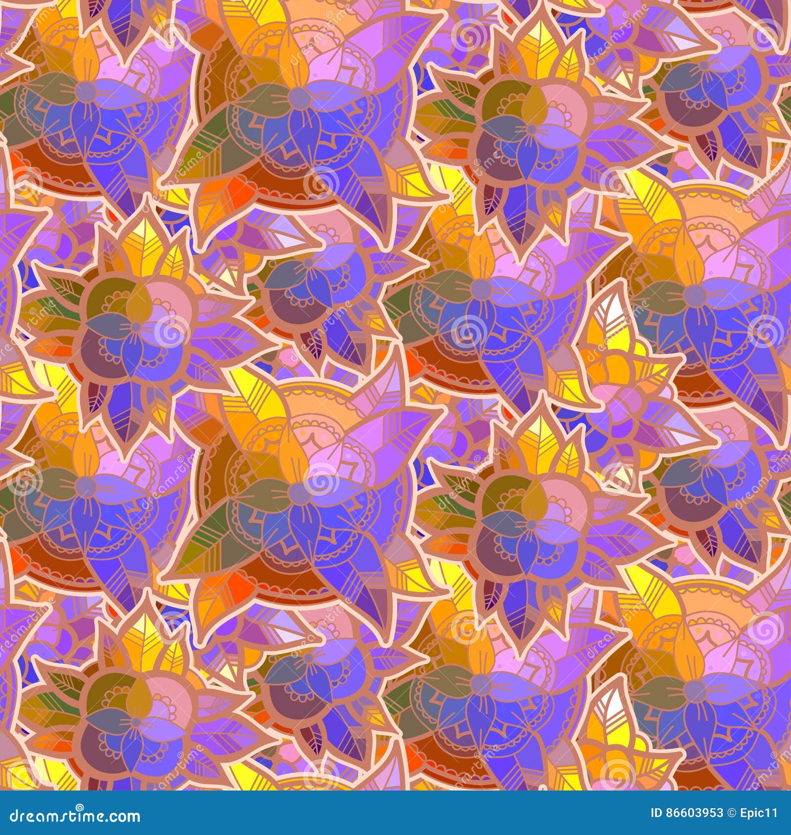 Seamless Color Flower Pattern Stock Vector - Illustration of graphic ...