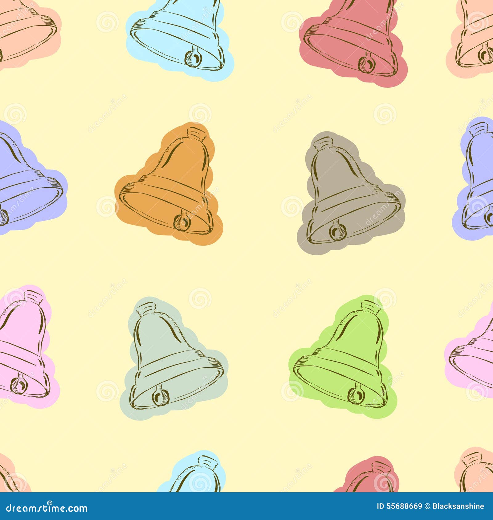 Seamless color hand bells stock vector. Illustration of coloring - 55688669