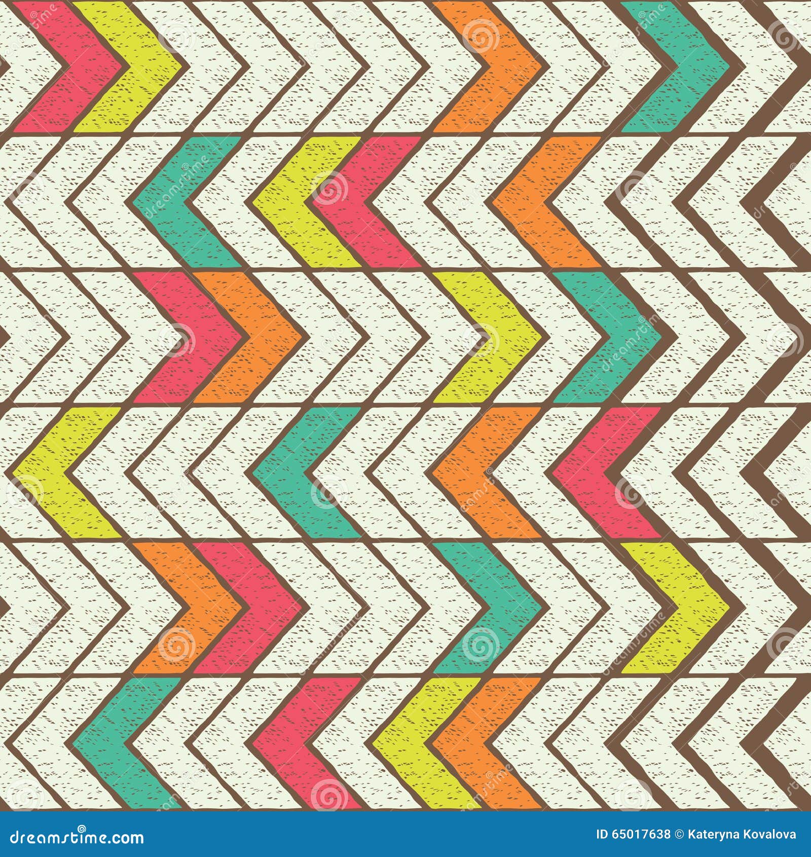 Seamless Color Hand-drawn Triangles Pattern. Tribal Vector Pattern ...