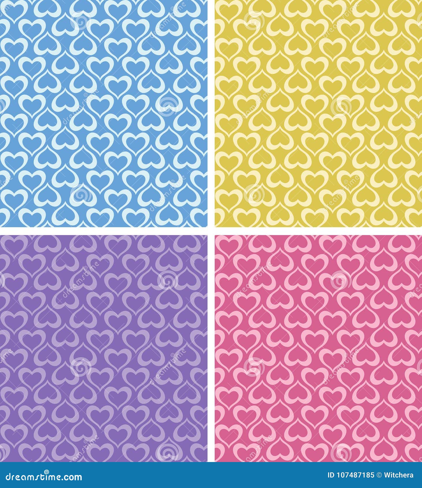 Seamless Color Heart Patterns Stock Vector - Illustration of colorful ...