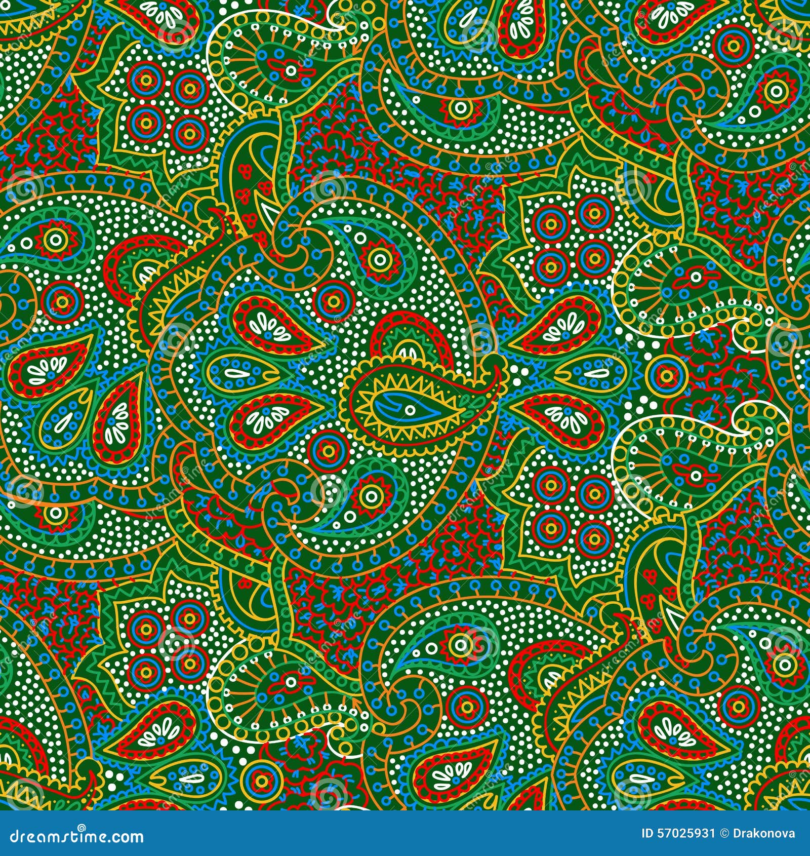 Seamless Color Paisley Pattern Stock Vector - Illustration of colour ...