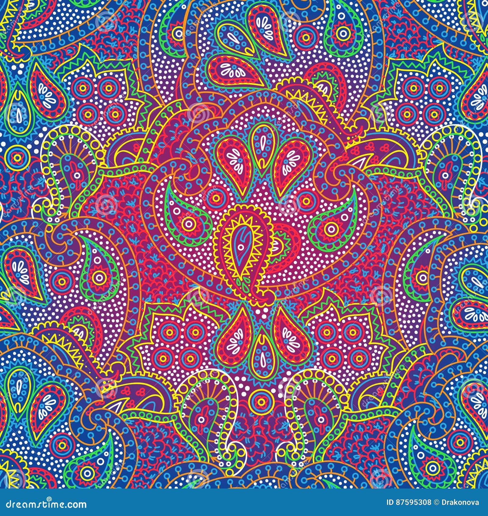 Seamless Color Paisley Pattern Stock Vector - Illustration of boho ...