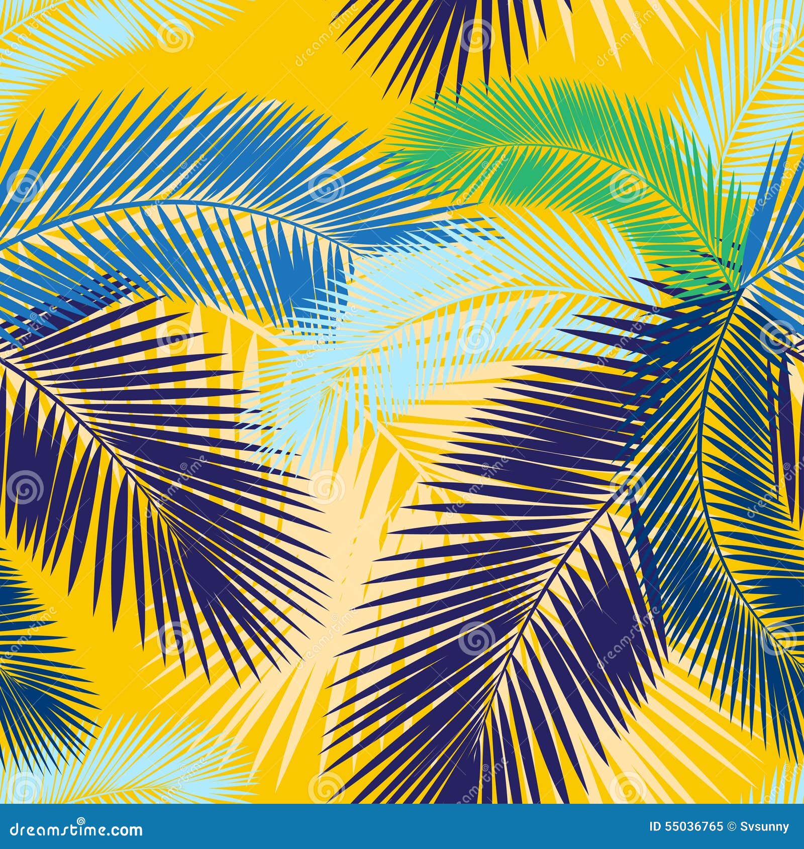 Seamless Color Palm Leaves Pattern Stock Vector - Illustration of ...