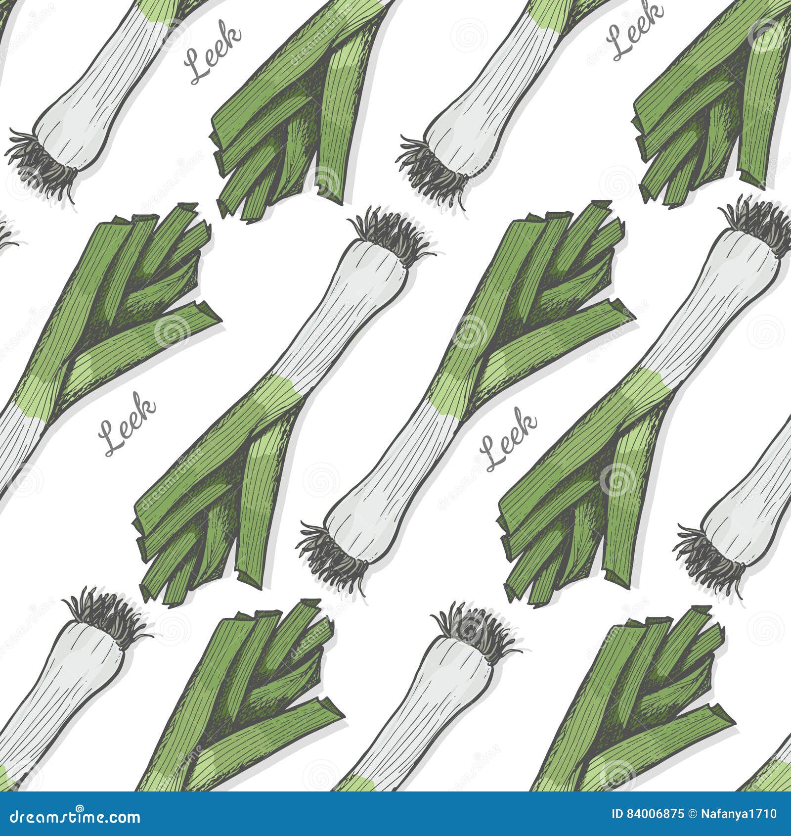 Seamless Color Pattern with Leek Stock Vector - Illustration of food ...
