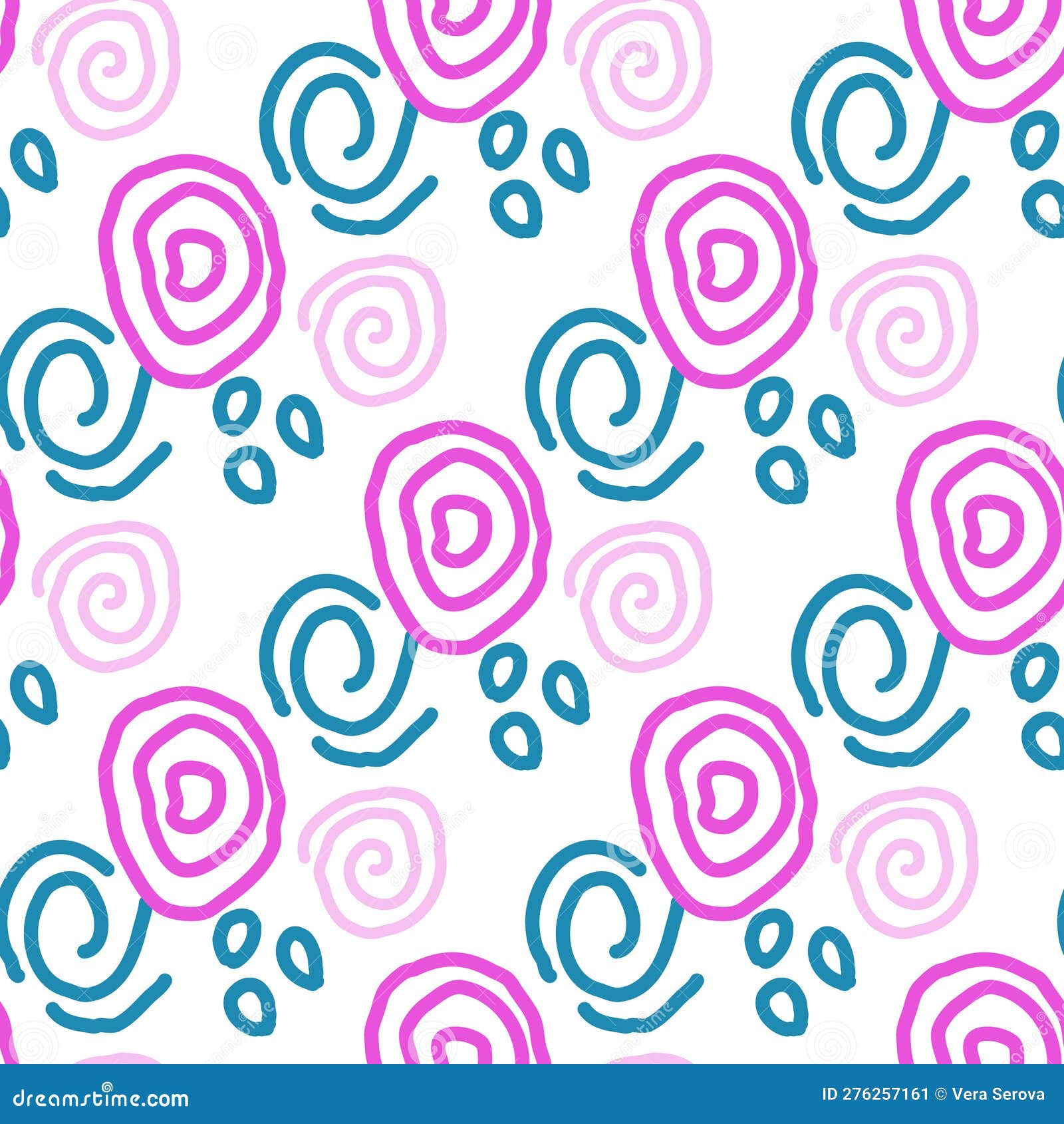 Seamless Color Pattern of Linear Doodle Squiggles. Stock Vector ...