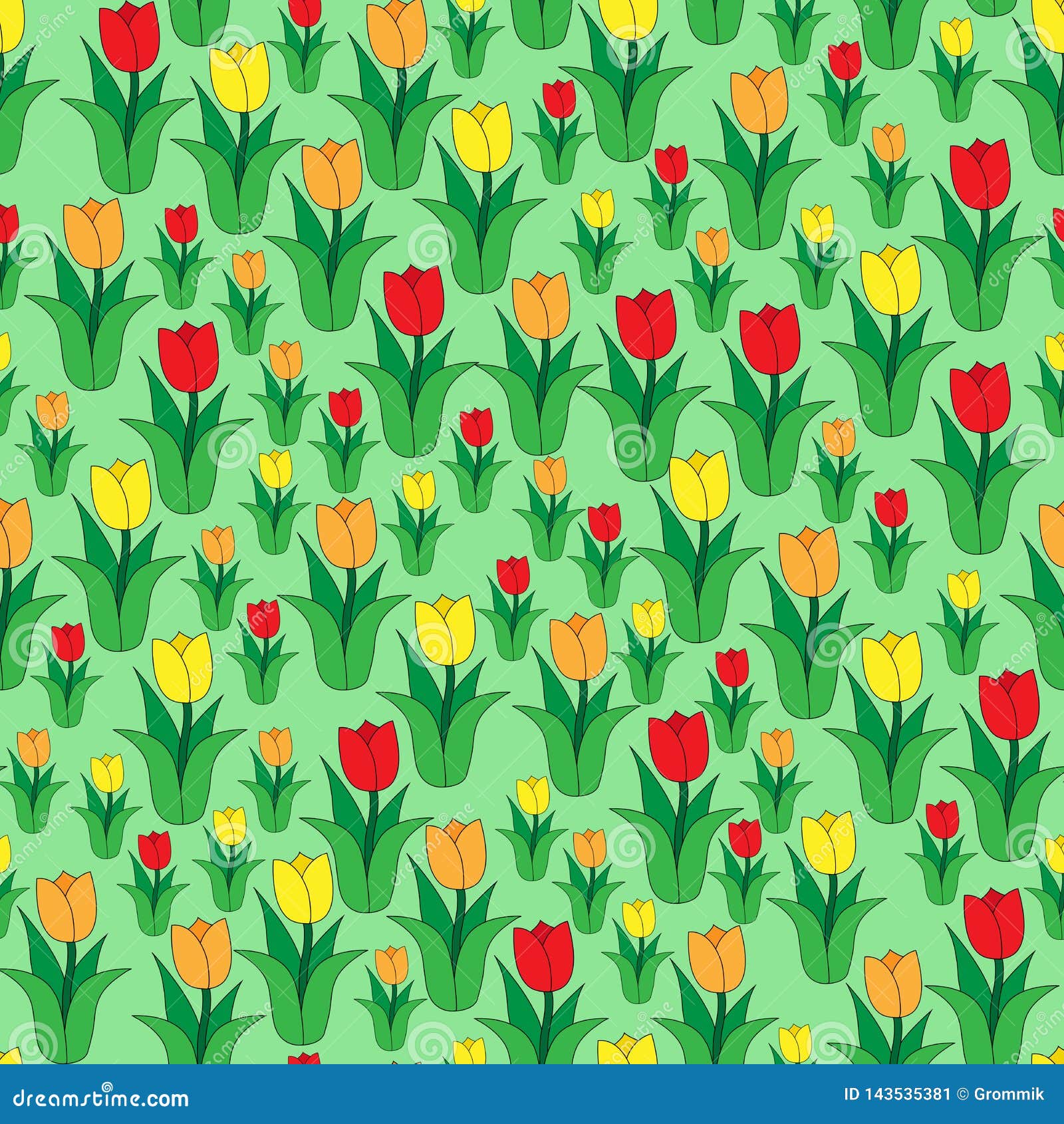Seamless Color Pattern of Multi-colored Tulips Stock Illustration ...