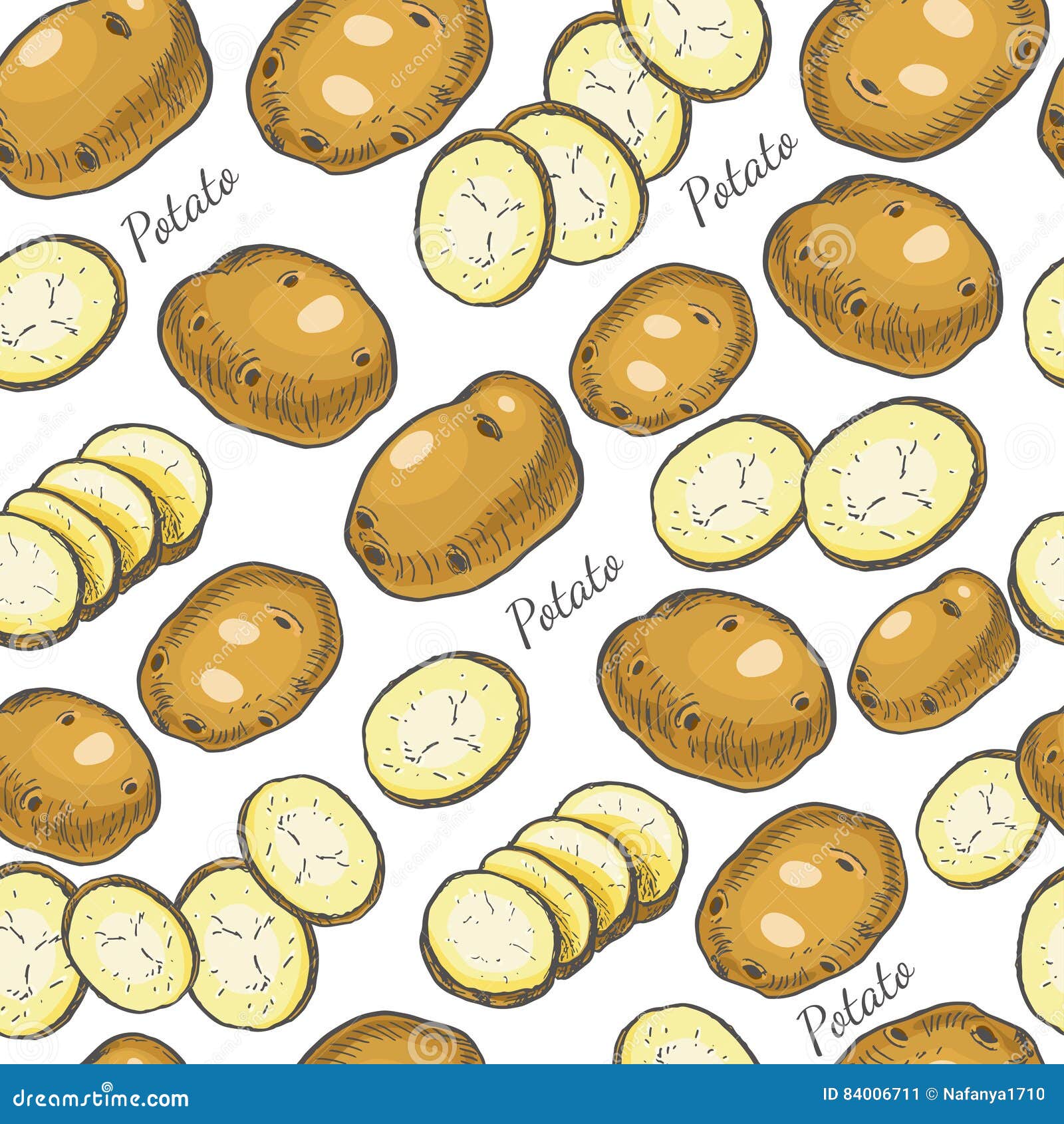 Seamless Color Pattern with Potatoes Stock Vector - Illustration of ...