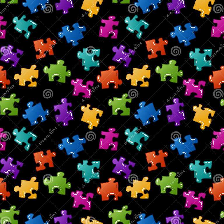 Seamless Color Puzzles Background Stock Vector - Illustration of black ...