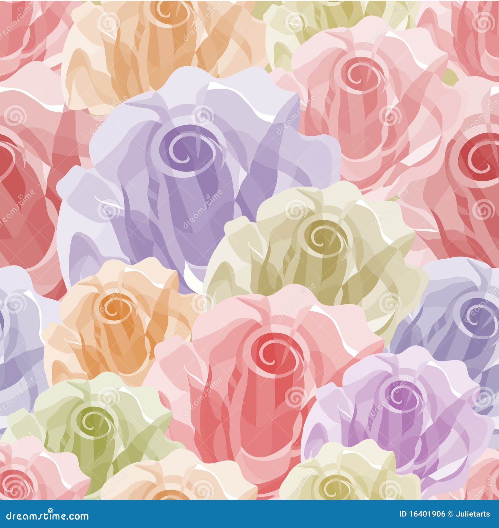 Seamless Color Rose Pattern Stock Vector - Illustration of beautiful ...