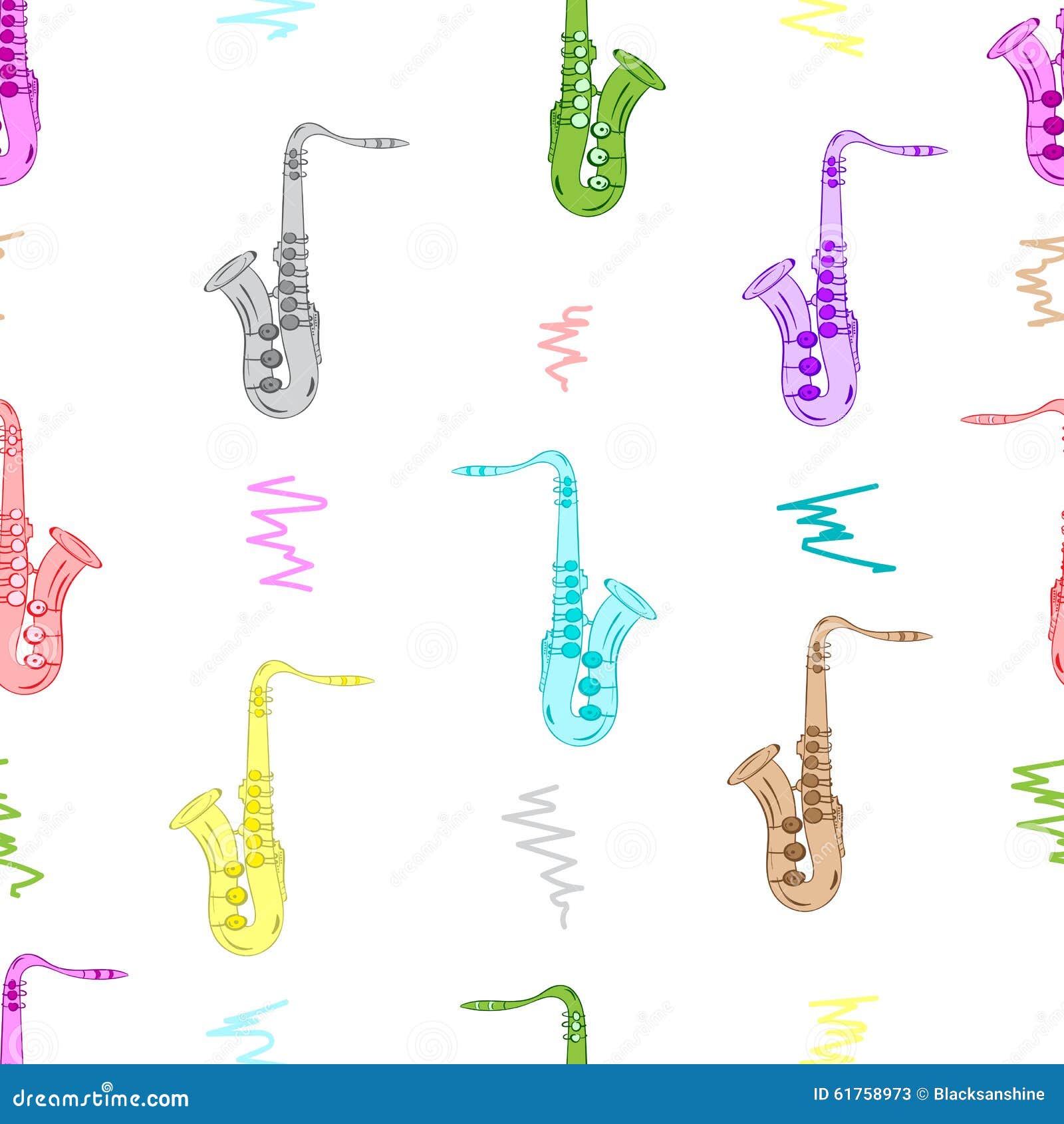 Seamless color saxophones stock vector. Illustration of music - 61758973