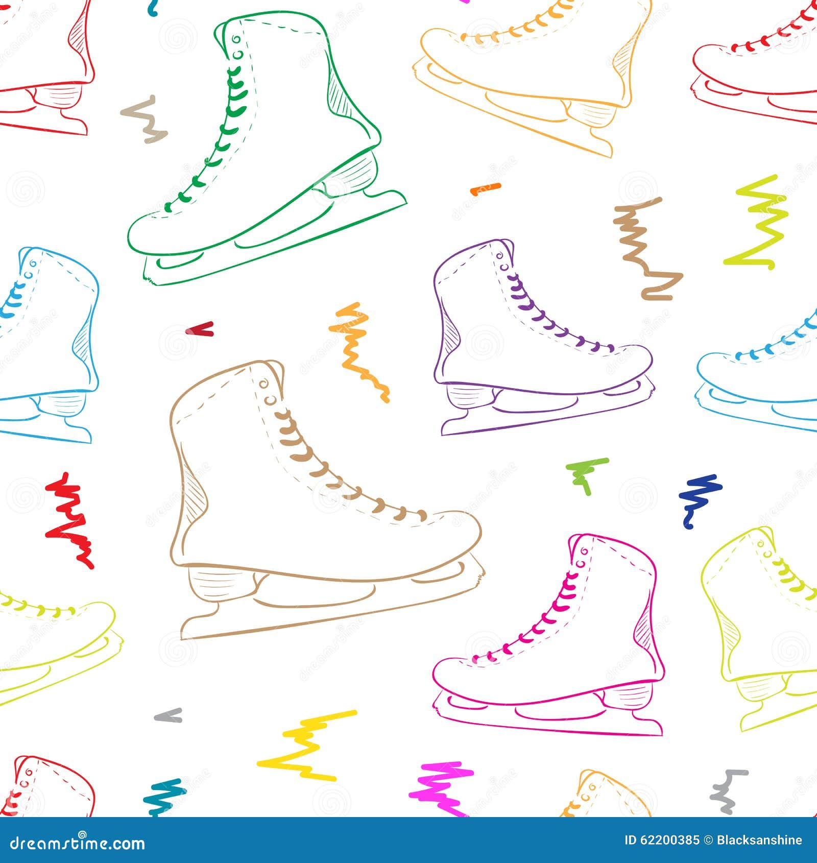 Seamless Color Skates Contours Stock Vector - Illustration of ...