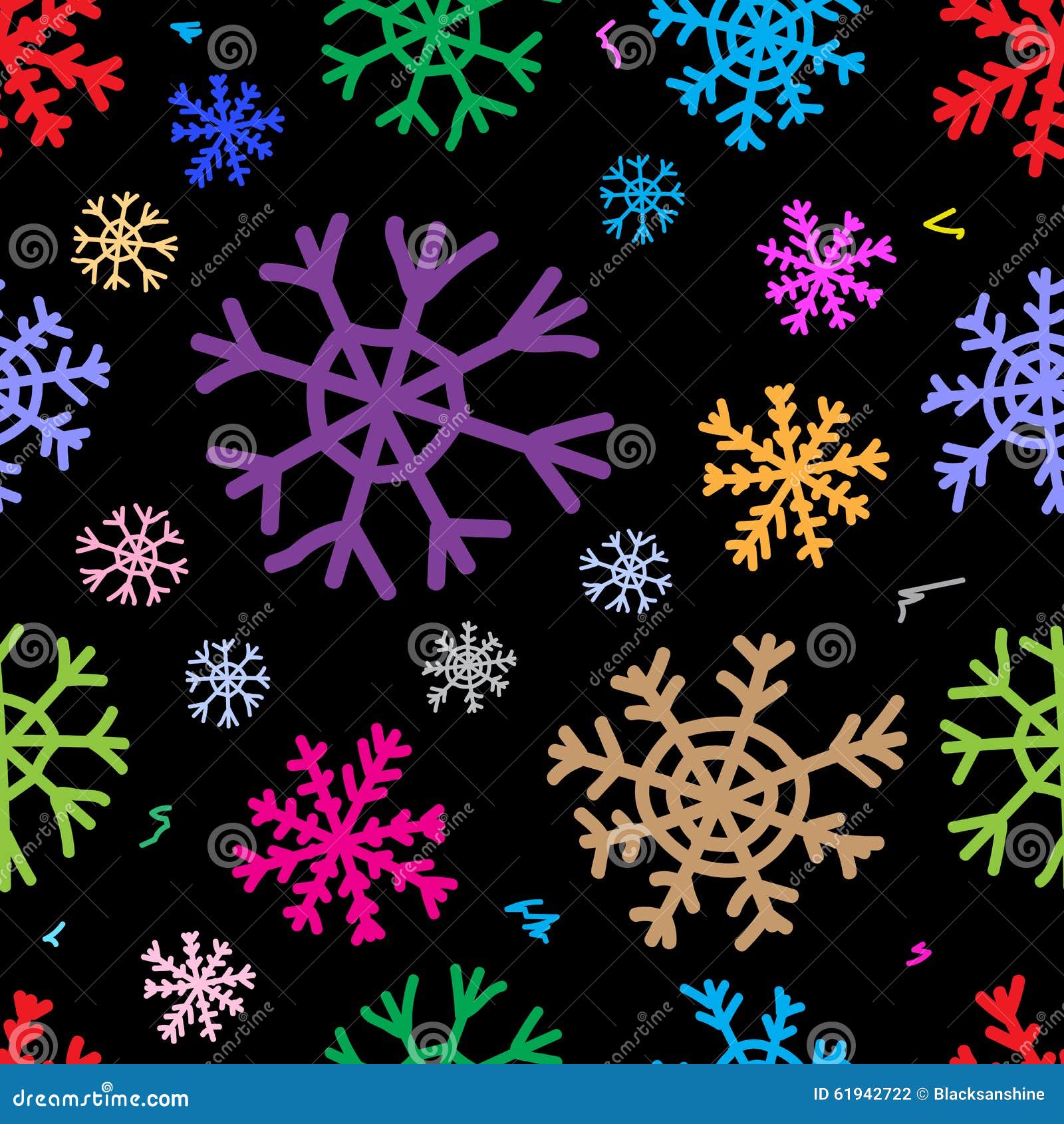 Seamless Color Snowflakes Black Stock Vector - Illustration of ...