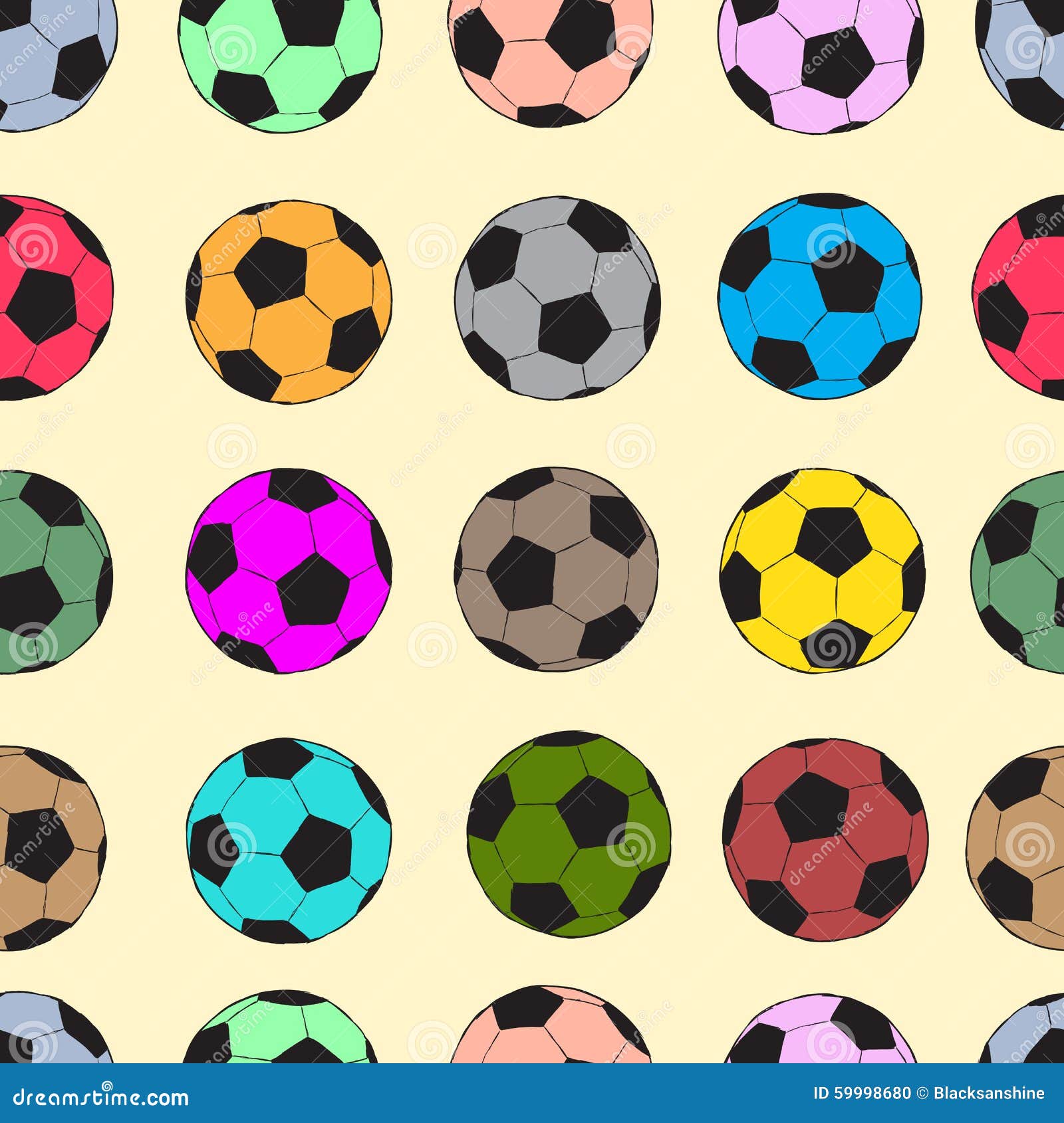 Seamless Color Soccer Balls Stock Vector - Illustration of cartoon ...