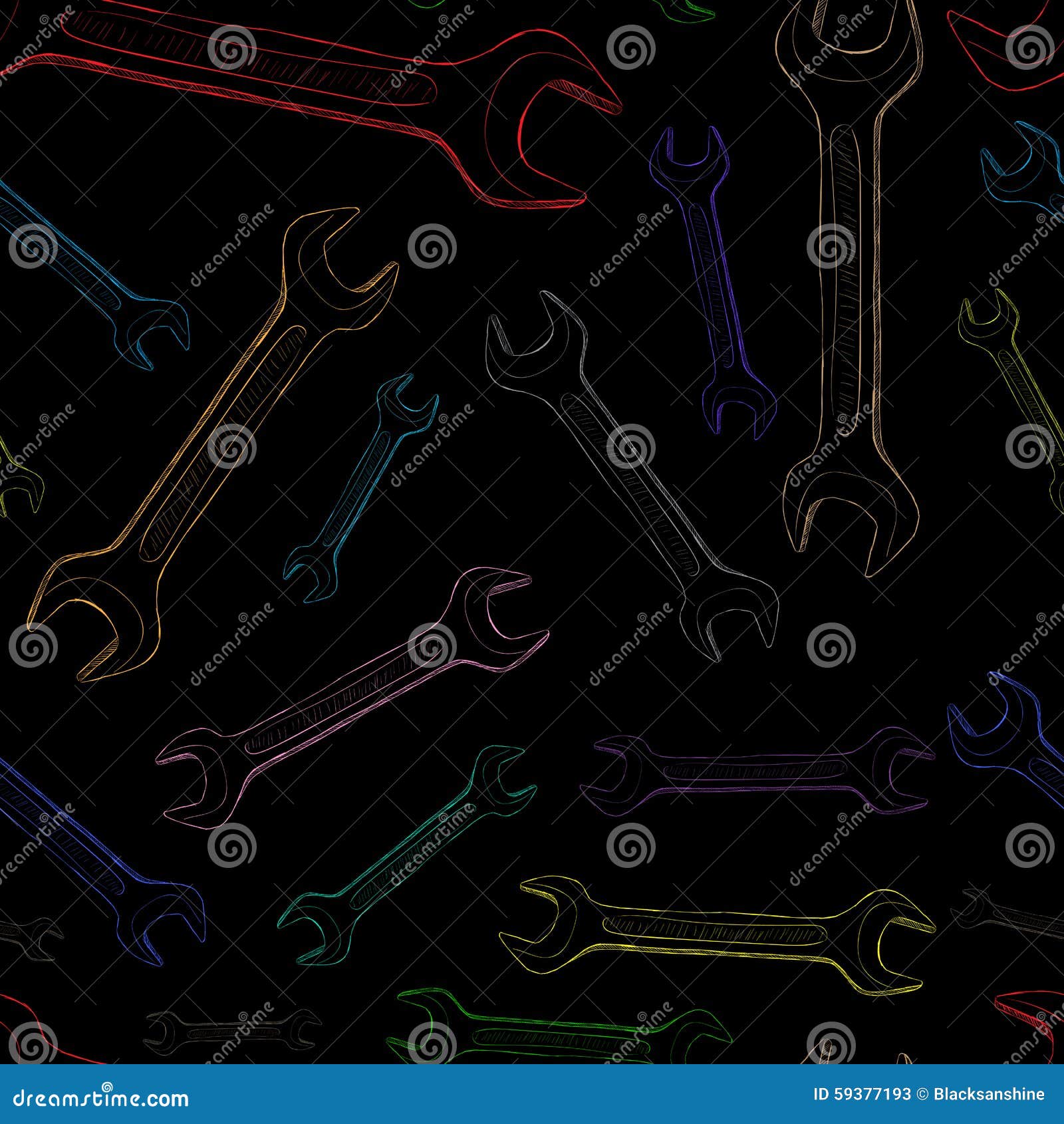Seamless Color Wrenches Dark Stock Vector - Illustration of green ...