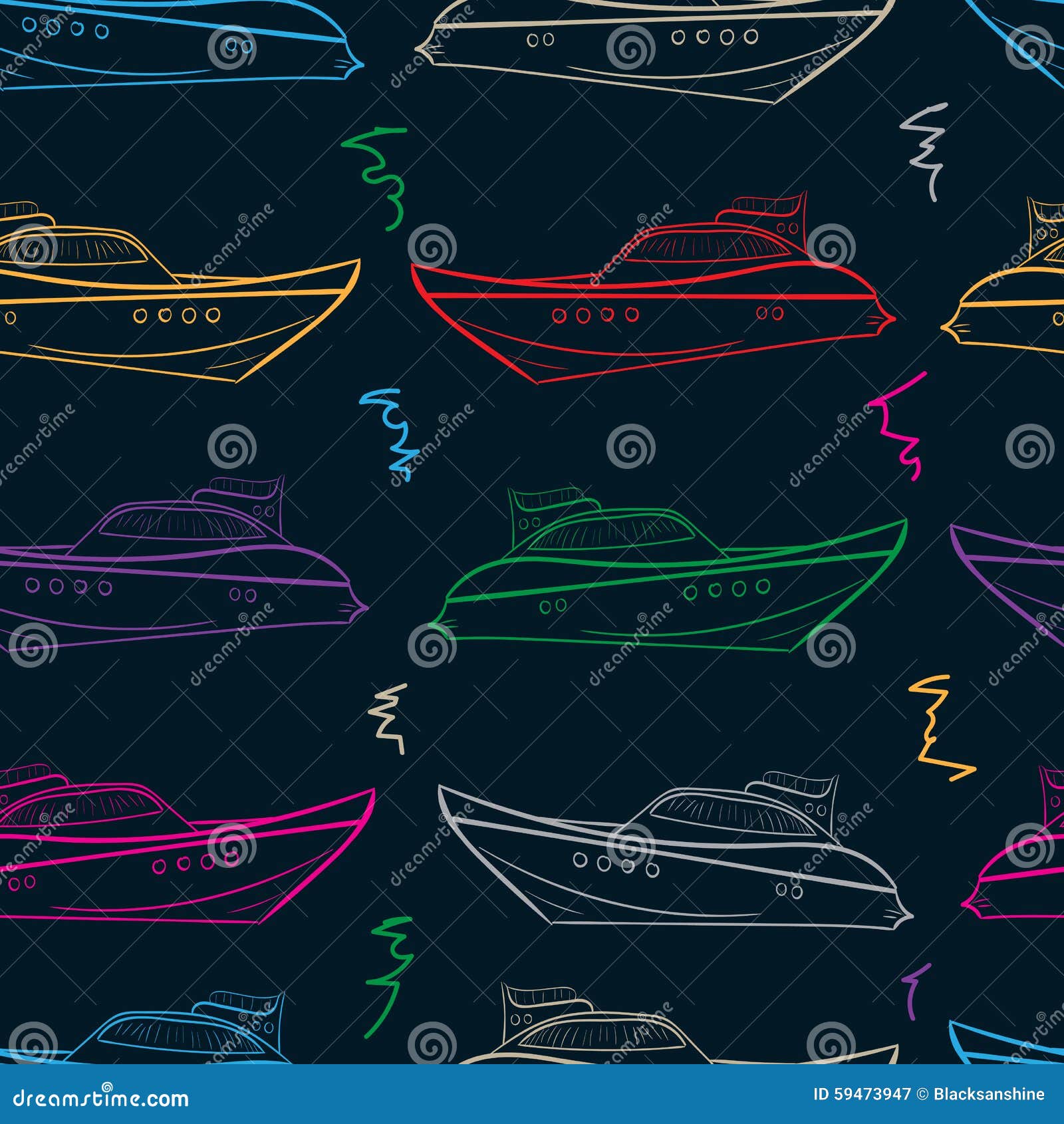 Seamless color yachts stock vector. Illustration of contour - 59473947