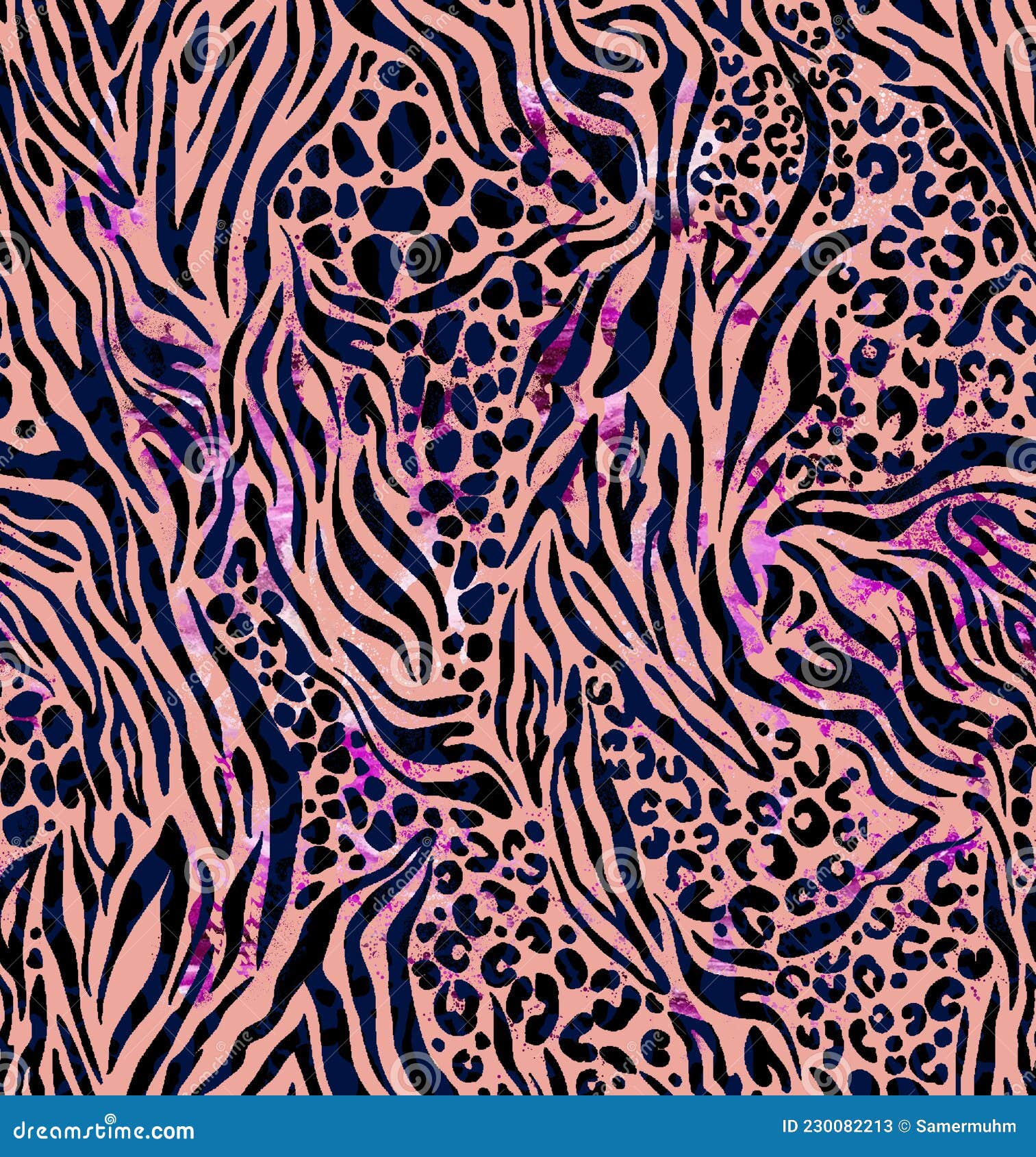 Seamless Colored Animal Skin Pattern, Mixed Watercolor Effect Design ...