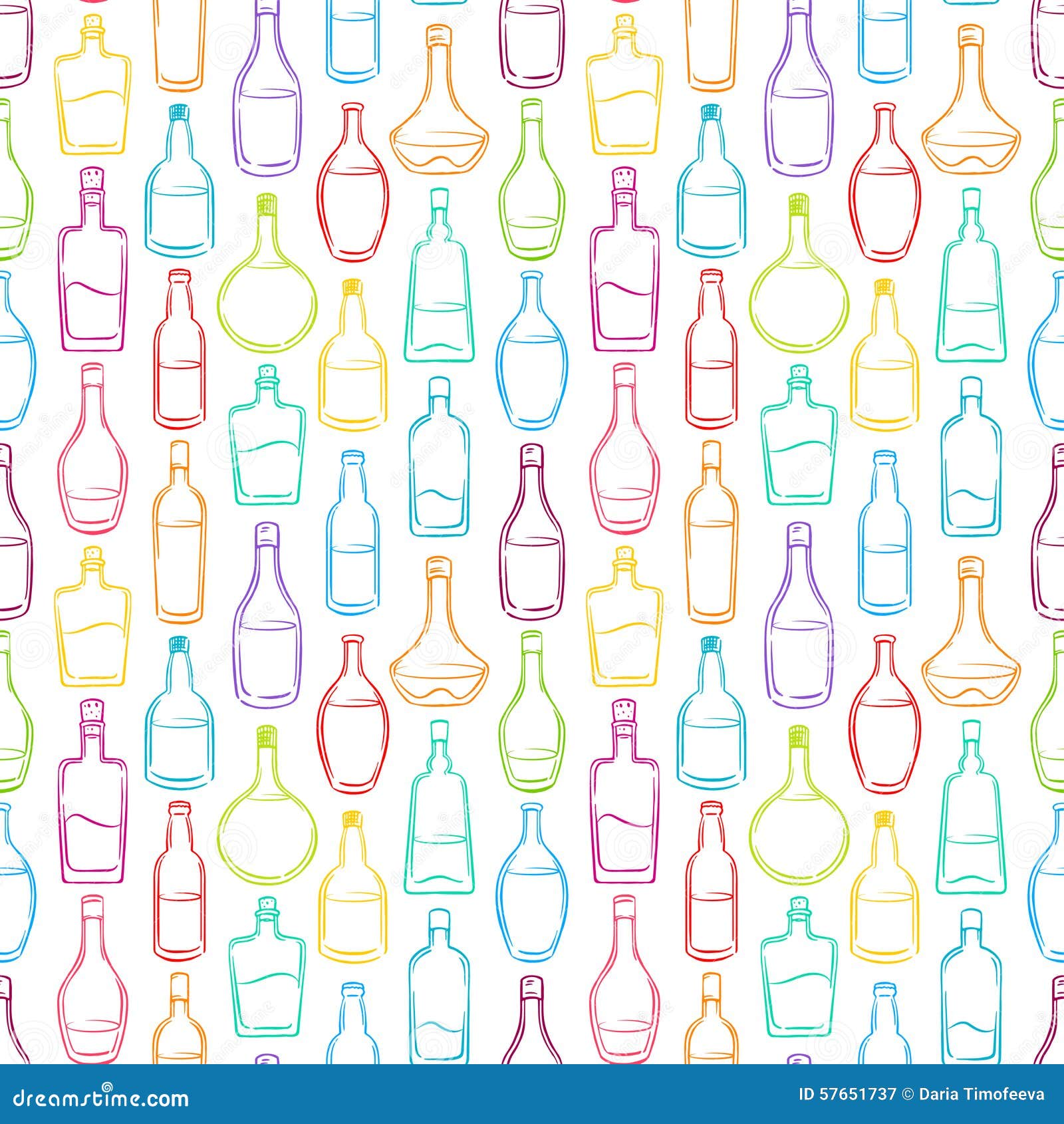 Seamless colored bottles stock vector. Illustration of beverage - 57651737