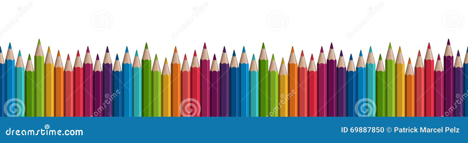 Seamless Colored Pencils Row Stock Vector - Illustration of stationery ...