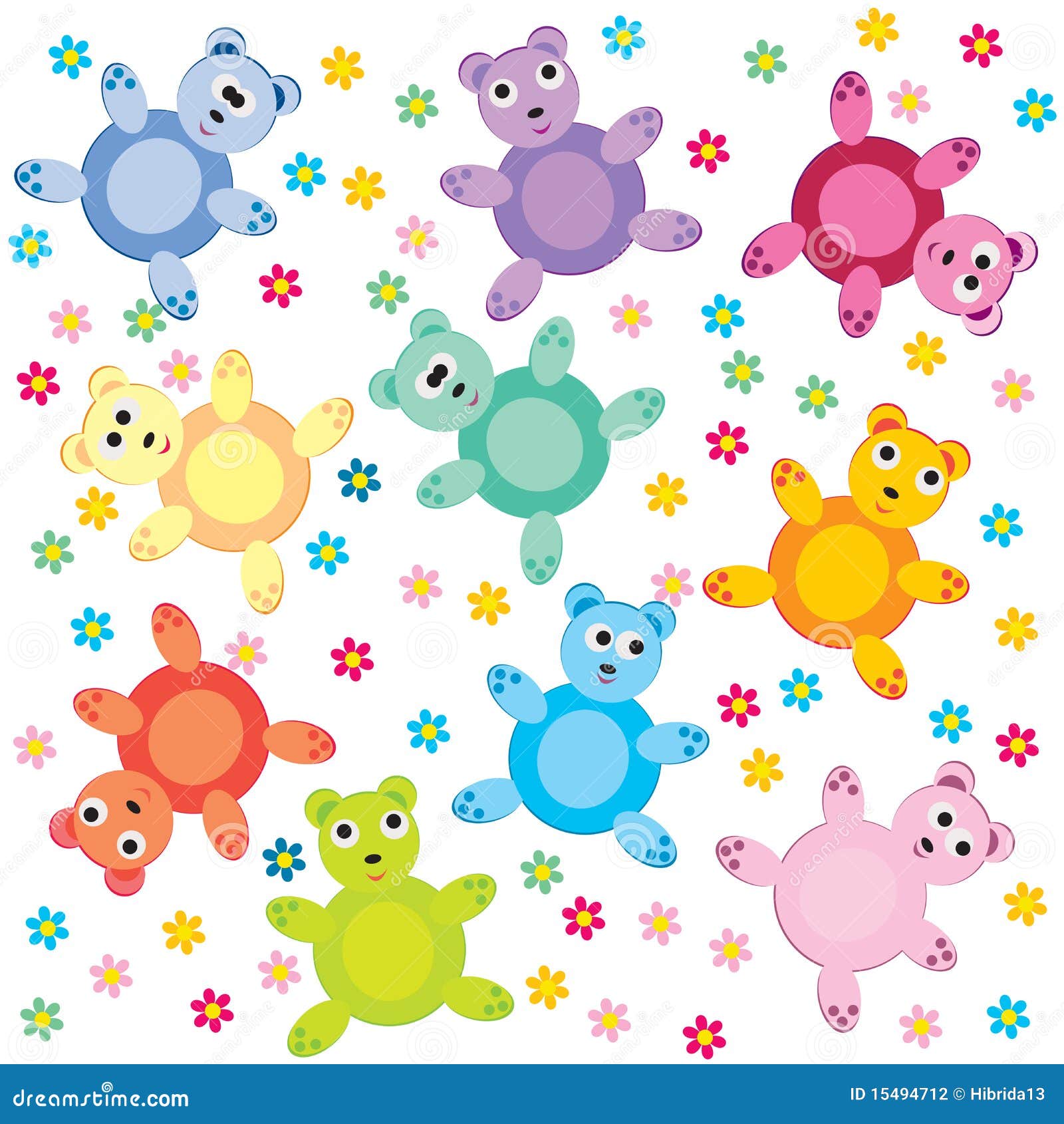 Seamless with Colored Teddy Bears Stock Illustration - Illustration of ...