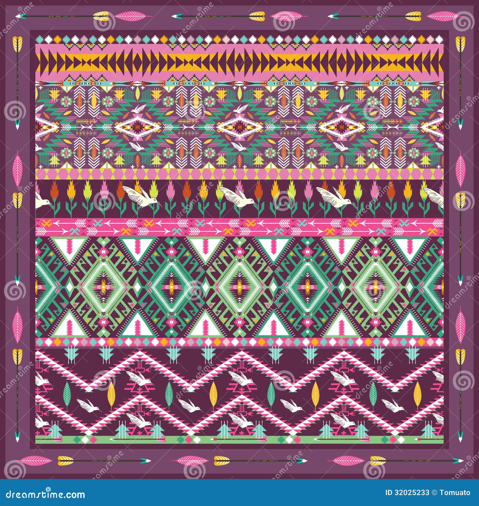 Seamless Colorful Aztec Geometric Pattern Stock Illustration ...
