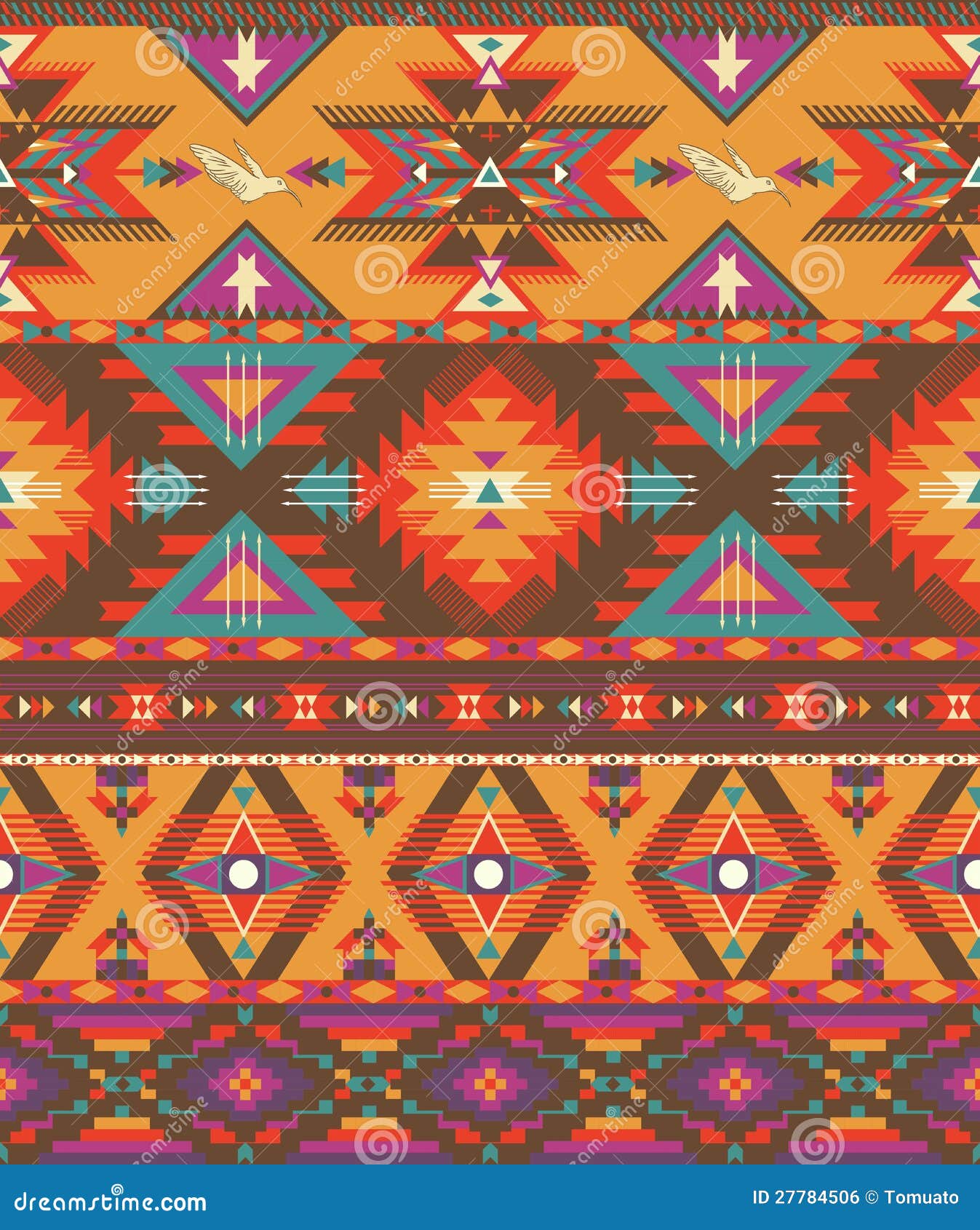 Seamless Colorful Aztec Pattern Stock Vector - Illustration of navajo ...