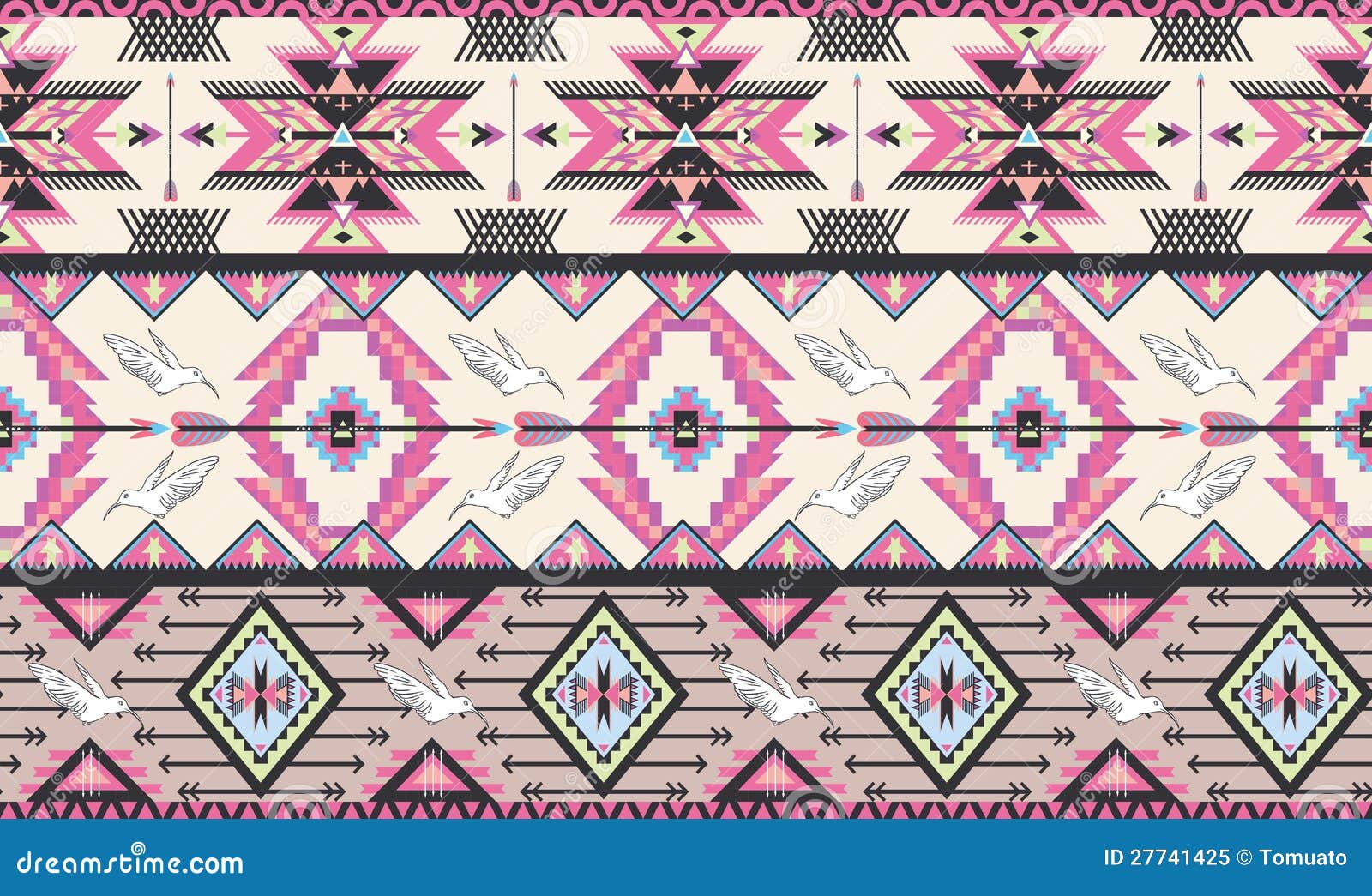 Seamless Colorful Aztec Pattern with Birds and Arr Stock Vector ...