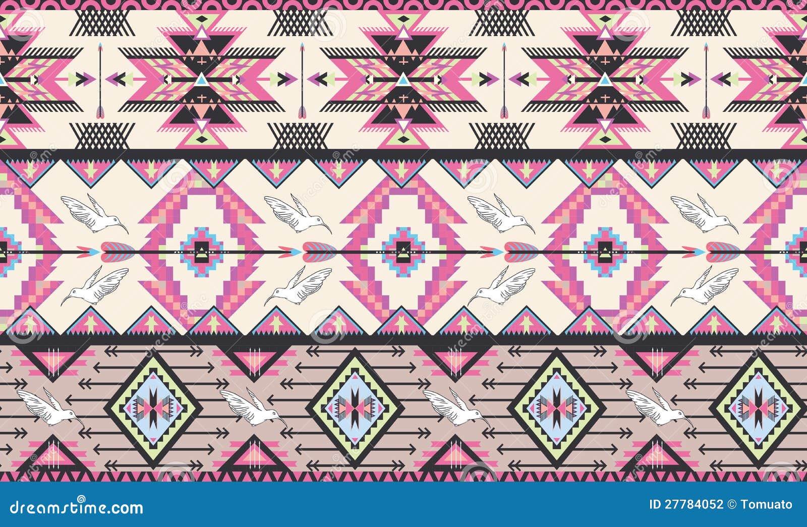 Seamless Colorful Aztec Pattern with Birds and Arr Stock Vector ...