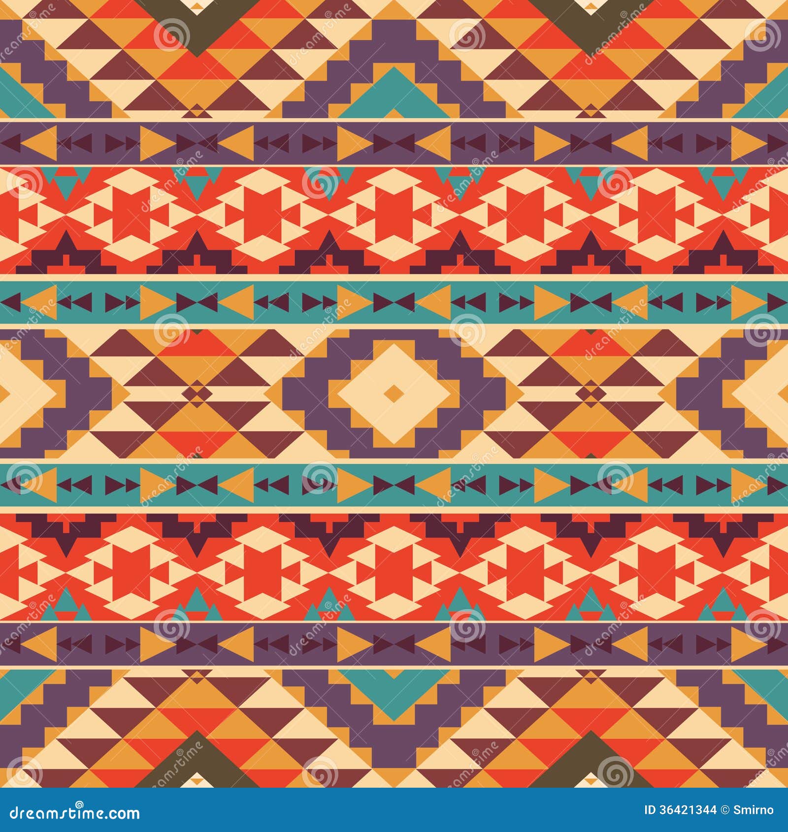 Seamless Colorful Aztec Pattern Stock Vector - Illustration of maya ...