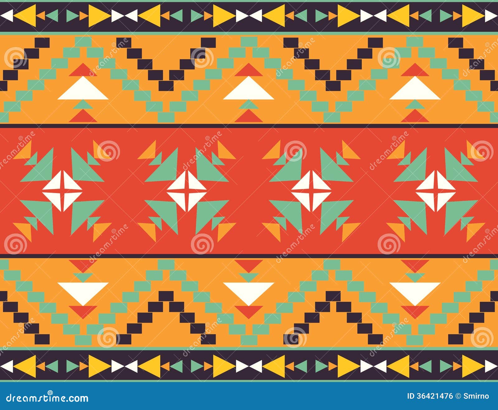 Seamless Colorful Aztec Pattern Stock Illustration - Illustration of ...