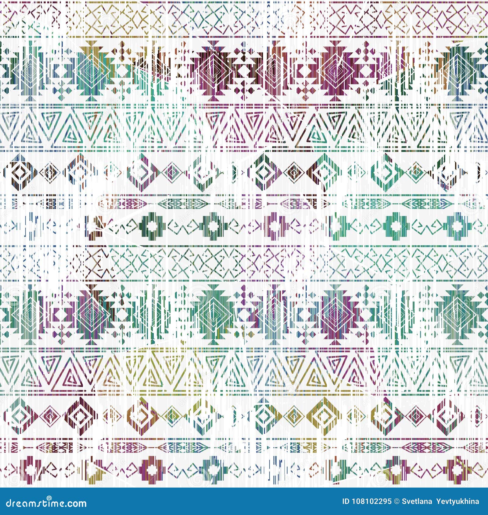 Seamless Colorful Aztec Pattern. Horizontal Stripes on a White ...