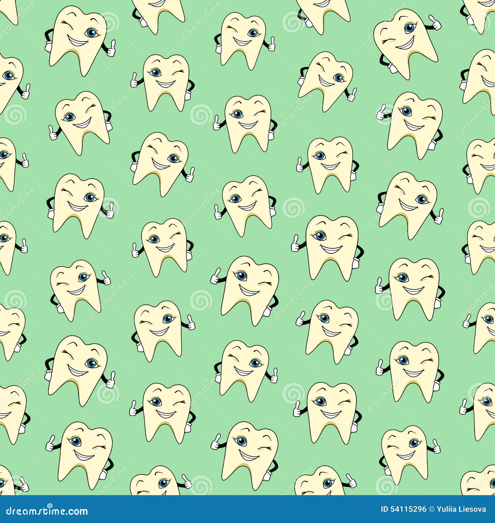 Seamless Colorful Background Made of Cartoons of Happy Teeth Stock ...