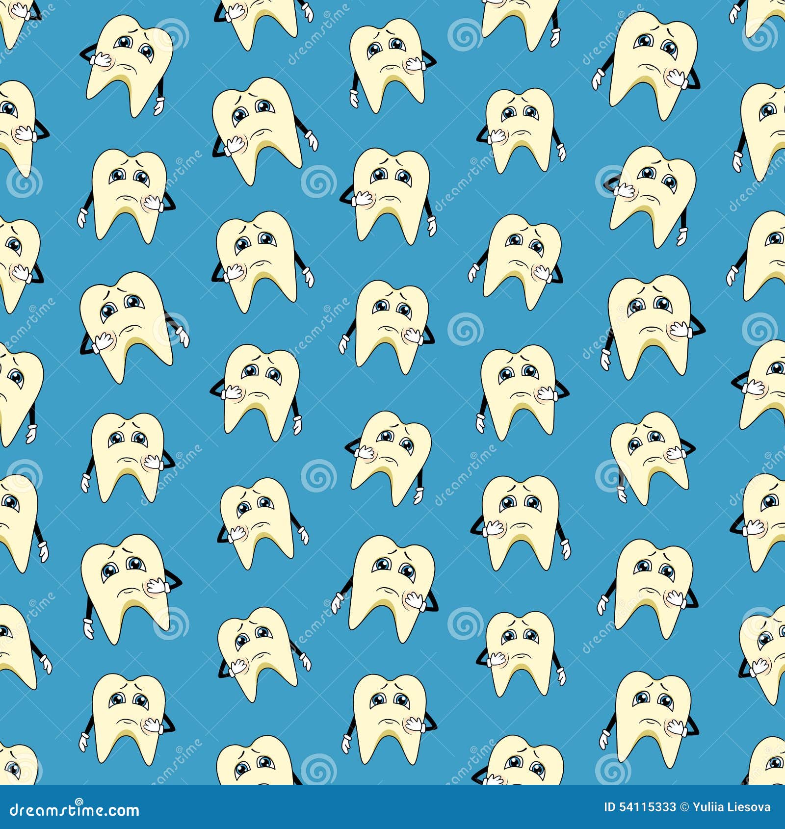 Seamless Colorful Background Made of Cartoons of Sad Teeth Stock Vector ...