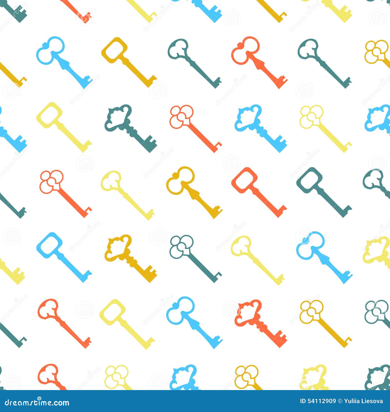 Seamless Colorful Background Made of Keys in Flat Design Stock Vector ...