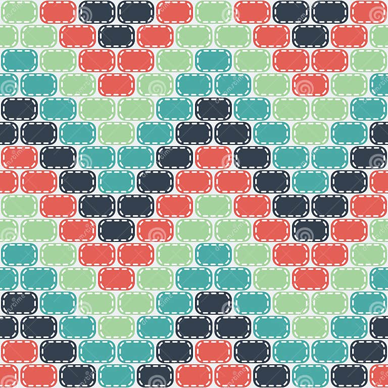 Seamless Colorful Background Made of Stitched Rounded Rectangles Stock ...