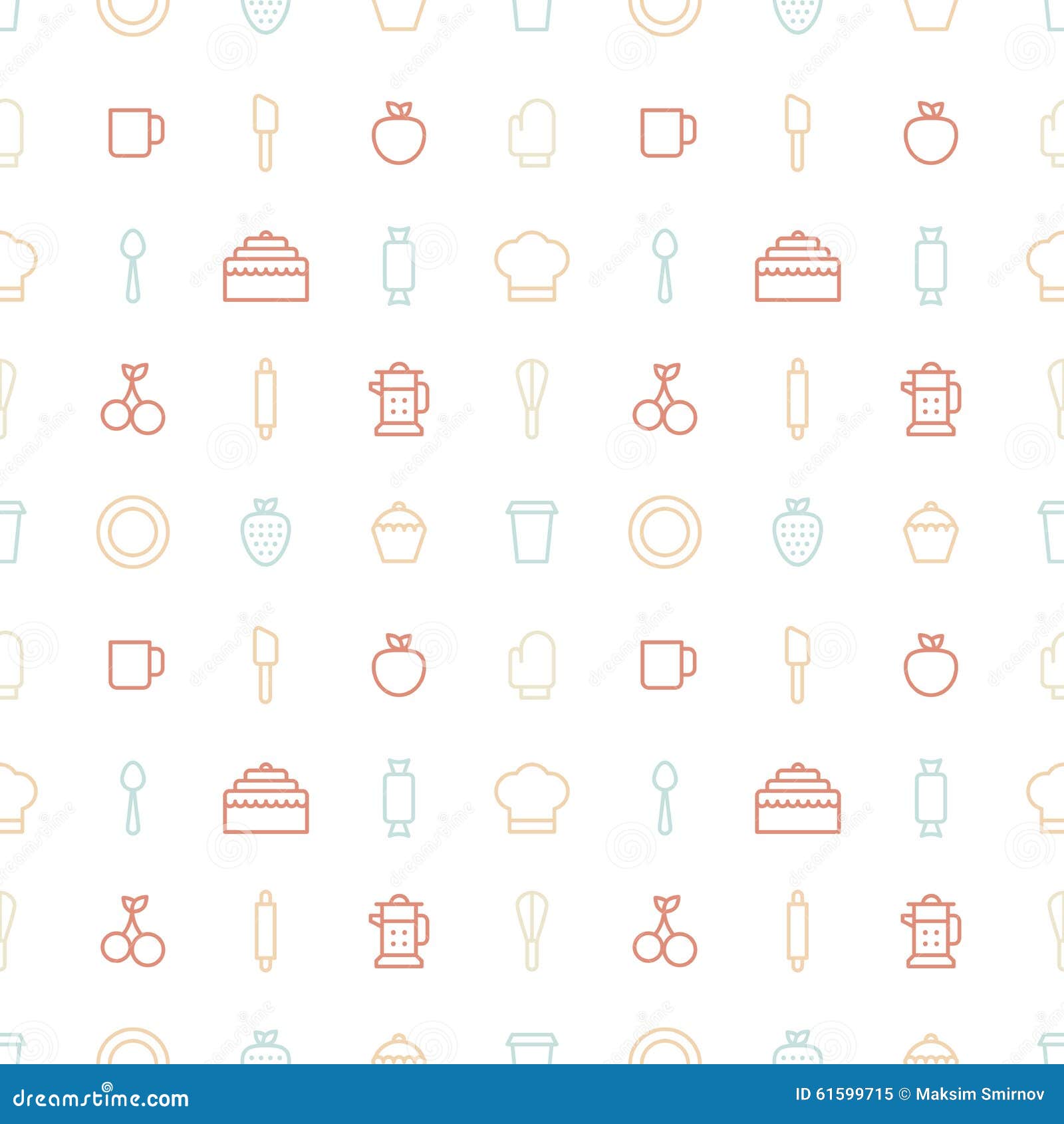 Seamless Colorful Bakery Pattern. Kitchen Tools Background Stock Vector ...