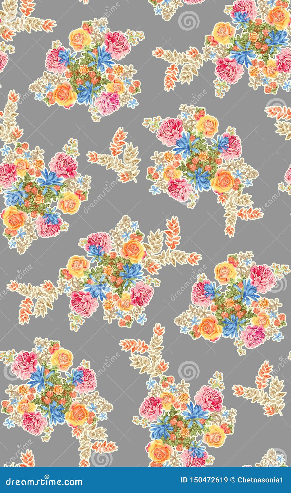 Seamless Colorful Beautiful Flower Pattern Stock Illustration ...