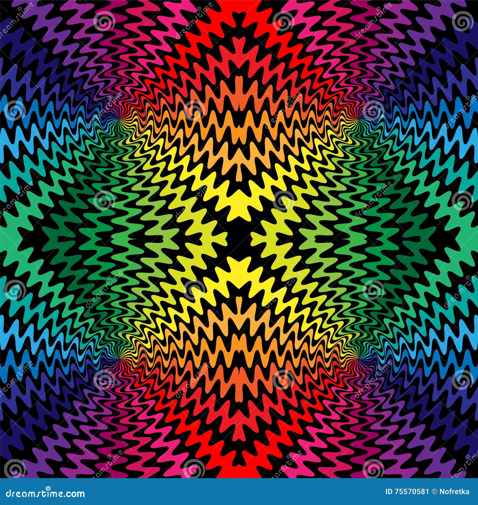 Seamless Colorful and Black Wavy Lines Intersect in the Center. Stock ...