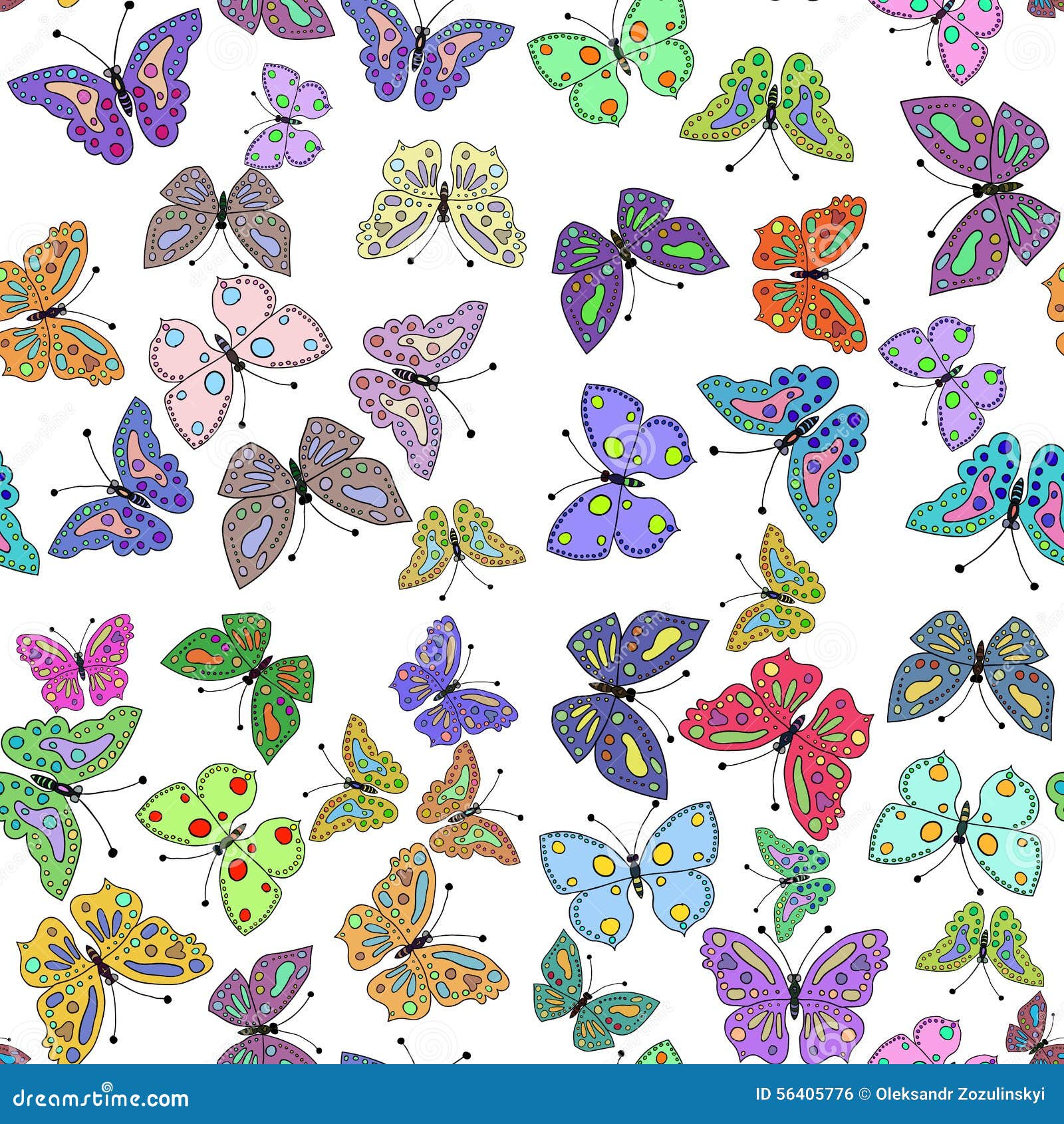 Seamless Colorful Butterfly Pattern. Vector Stock Vector - Illustration ...