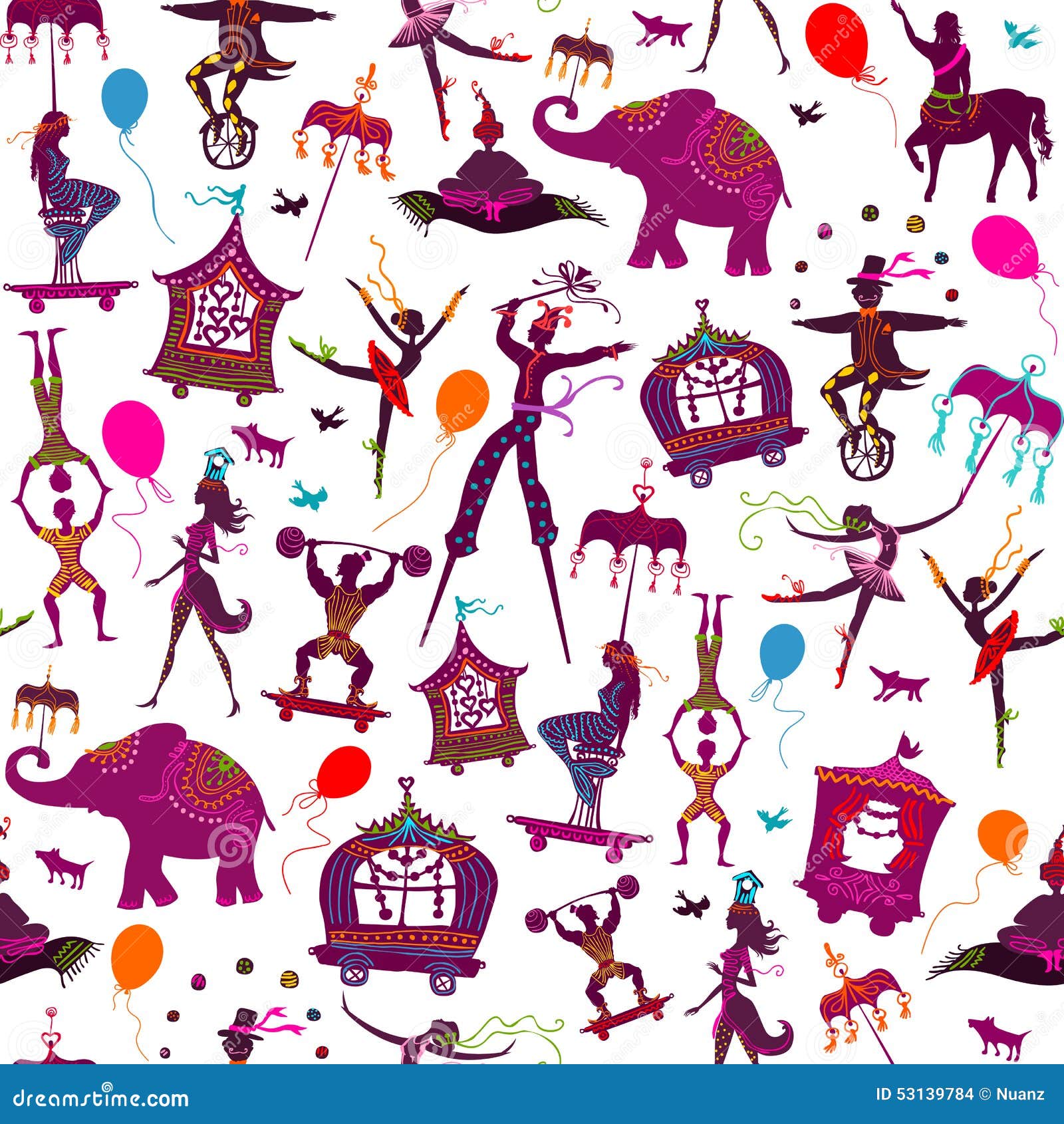 Colorful Circus Vintage Logo Empty Badges Vector Illustration. Set Of ...