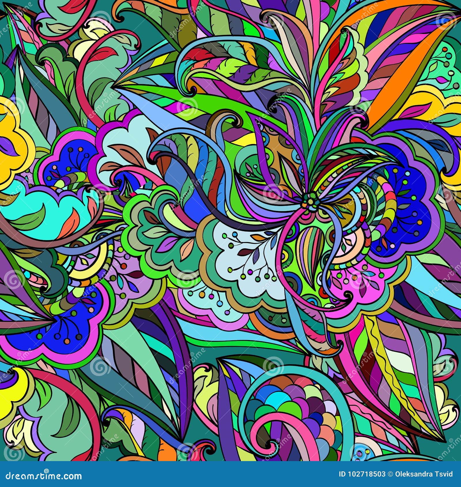 Seamless Colorful Drawing Doodle Pattern Stock Vector - Illustration of ...