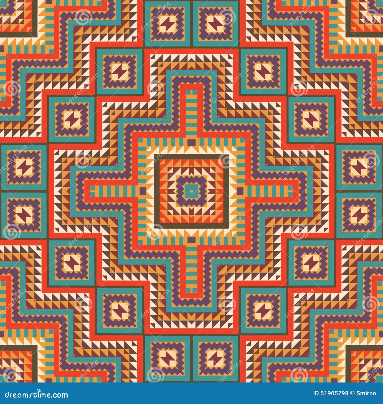 Seamless Colorful Ethnic Pattern Stock Vector - Illustration of drawn ...