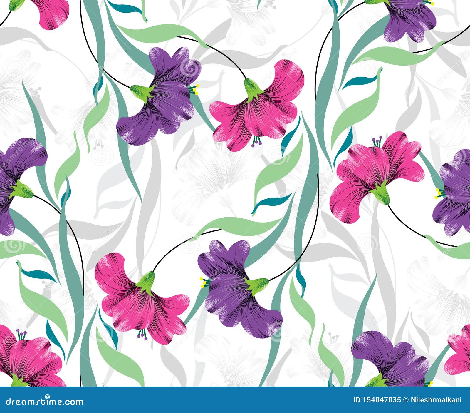 Seamless Colorful Fancy Flower Background Stock Illustration ...