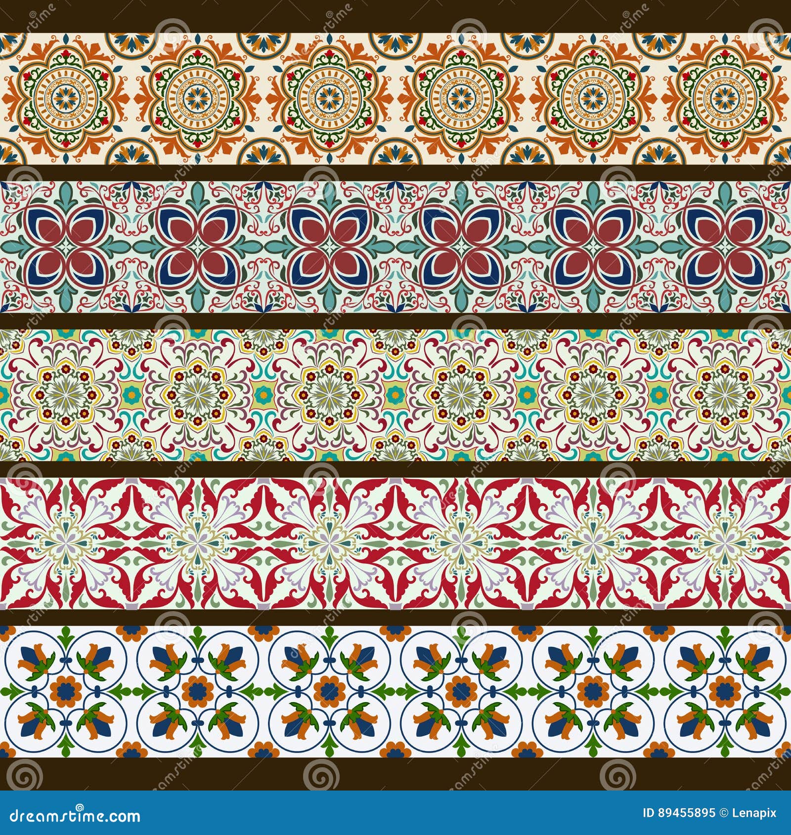 Seamless Colorful Floral Border Template Stock Vector - Illustration of ...