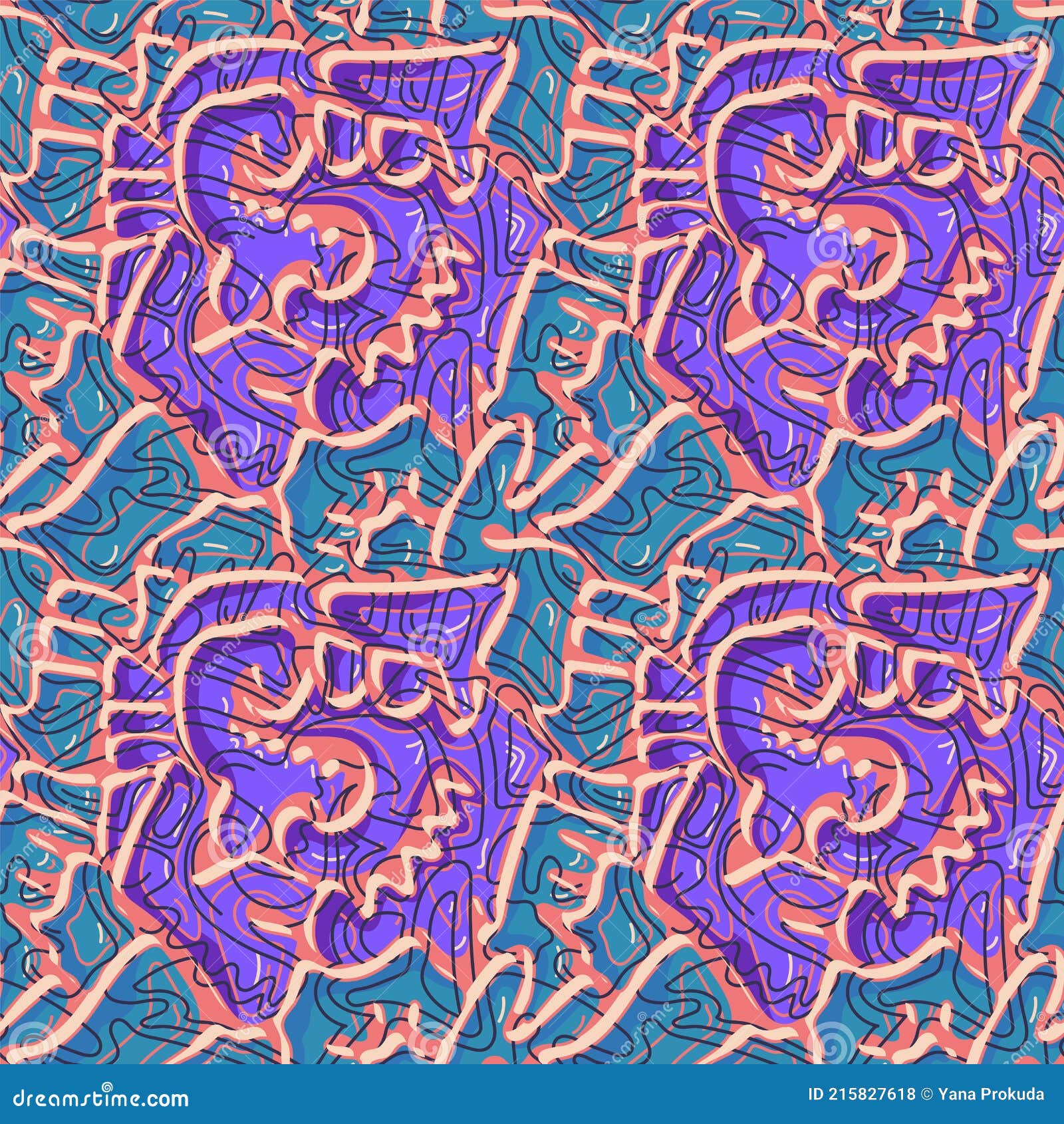 Seamless Colorful Freehand Pattern with Shapes Stock Vector ...