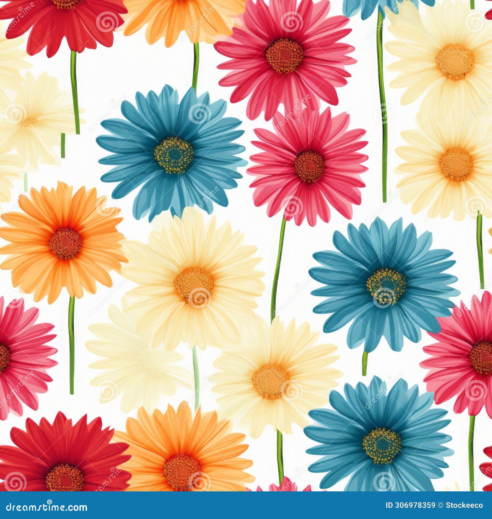 Seamless Colorful Gerbera Daisy Pattern for Backgrounds and Fabric ...