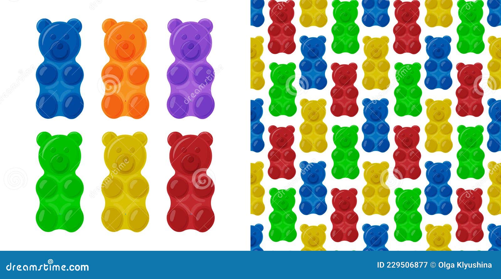 Seamless Colorful Gummy Bears Candies Background. Sweets Vector Pattern ...