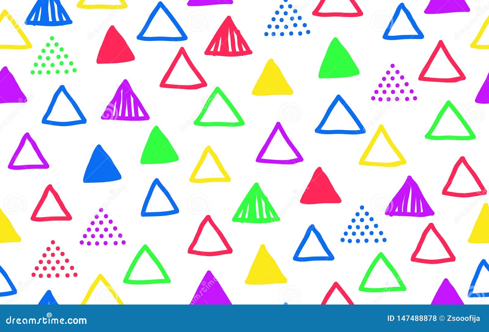 Seamless Colorful Imperfect Doodle Triangle Pattern Stock Vector ...