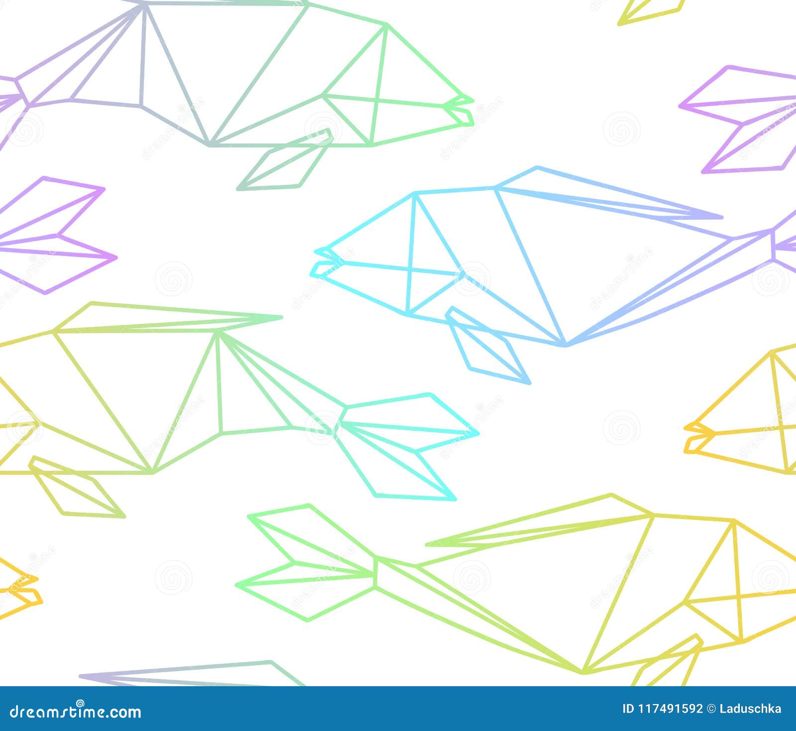 Seamless Colorful Linear Polygon Fish Pattern Stock Vector ...